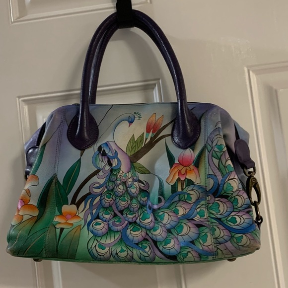Anna Anuschka | Bags | Anna Anuschka Midnight Peacock Handpainted ...